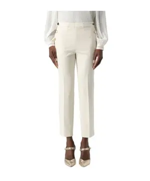TWINSET Straight Leg Casual Pants With Side Button Detail