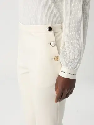 TWINSET Straight Leg Casual Pants With Side Button Detail