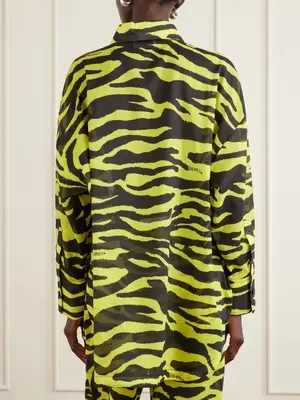 Attico Asymmetrical Animal Print Shirt - Black