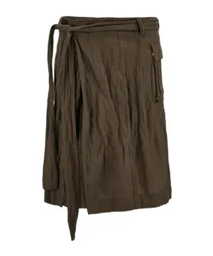 FERRAGAMO Belted Ruched Midi Skirt