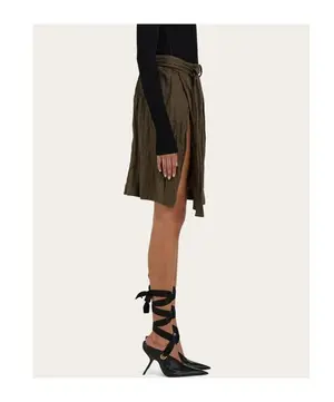 FERRAGAMO Belted Ruched Midi Skirt