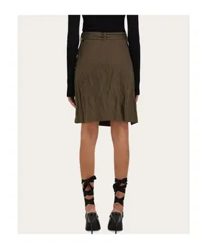 FERRAGAMO Belted Ruched Midi Skirt