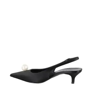 Magda Butrym Embellished Slingback Satin Pumps - Black