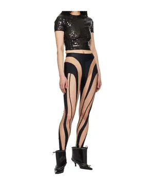MUGLER Cropped Sequin Top - Black