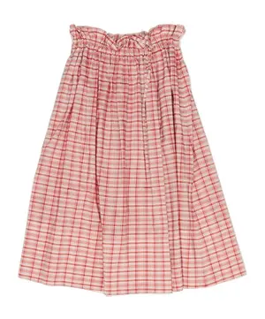 JIL SANDER Checked Ruched Midi Skirt - Pink