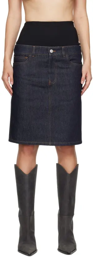 Coperni Hybrid Midi Denim Skirt - Black