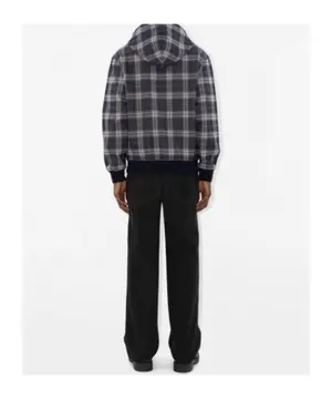 Burberry Checked Zipped Drawstring Hoodie