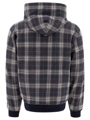 Burberry Checked Zipped Drawstring Hoodie