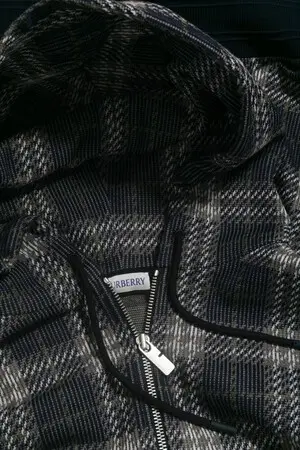 Burberry Checked Zipped Drawstring Hoodie
