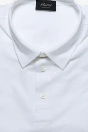 Brioni Short Sleeve Polo Shirt - White