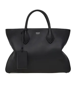 FERRAGAMO Monogram Structured Leather Tote Bag - Black