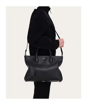 FERRAGAMO Monogram Structured Leather Tote Bag