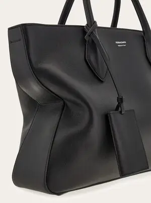 FERRAGAMO Monogram Structured Leather Tote Bag