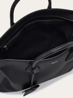 FERRAGAMO Monogram Structured Leather Tote Bag