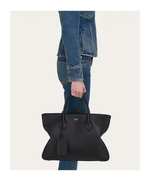FERRAGAMO Monogram Structured Leather Tote Bag