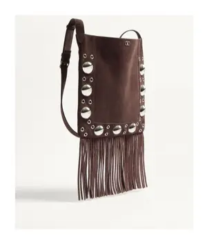 Valentino Garavani Suede Shoulder Bag With Studs And Fringe
