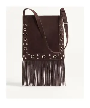 Valentino Garavani Suede Shoulder Bag With Studs And Fringe