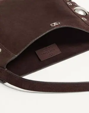 Valentino Garavani Suede Shoulder Bag With Studs And Fringe