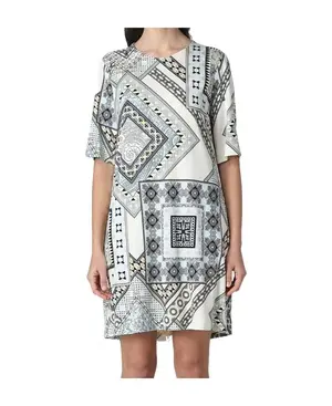 Etro Short-sleeved Patchwork Printed Shift Dress