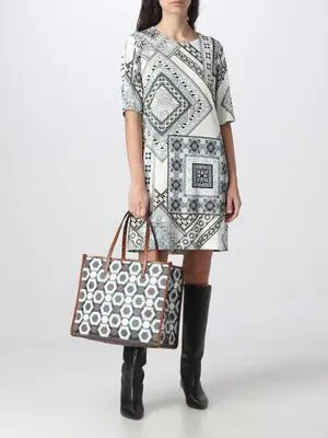 Etro Short-sleeved Patchwork Printed Shift Dress