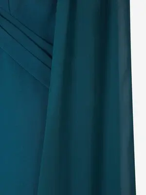 Roland Mouret Crepe Layered V-neck Dress With Cape Sleeves