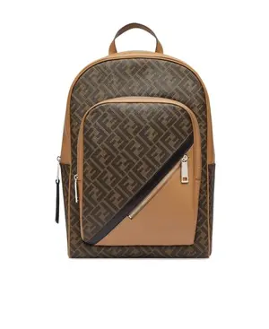 Fendi Ff Motif Zipped Backpack - Brown