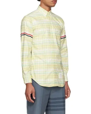 Thom Browne Rwb-stripe Check Shirt - White
