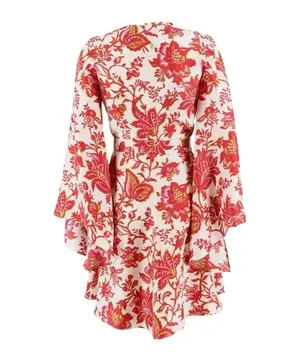 Etro Floral Print Long Sleeve Belted Wrap Dress - Pink