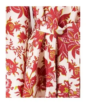 Etro Floral Print Long Sleeve Belted Wrap Dress - Pink