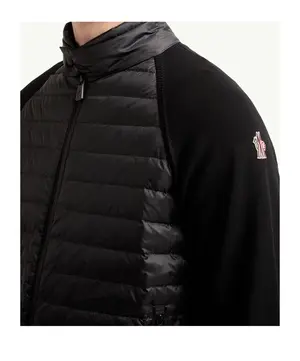 Moncler Tricot Quilted Cardigan With Zip Closure - Black