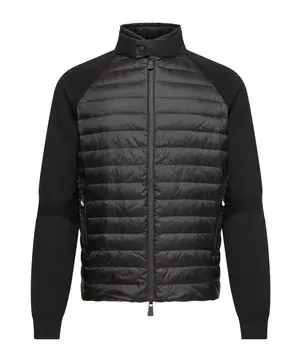 Moncler Tricot Quilted Cardigan With Zip Closure - Black