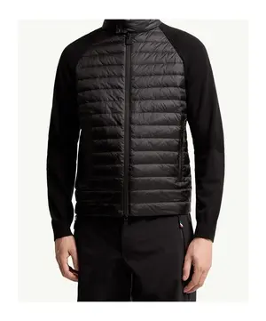 Moncler Tricot Quilted Cardigan With Zip Closure