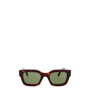 Fendi Rectangular Sunglasses With Logo Detail - Green