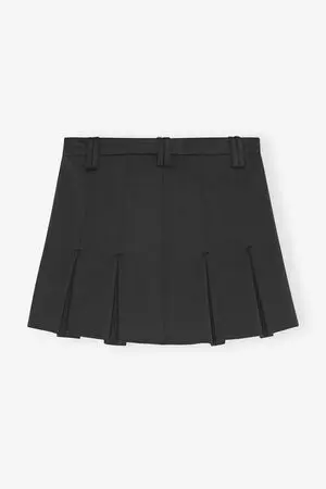 GANNI Pleated Mini Skirt With Pockets - Phantom Black