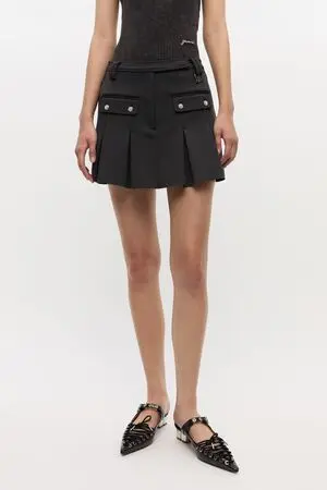 GANNI Pleated Mini Skirt With Pockets - Phantom Black