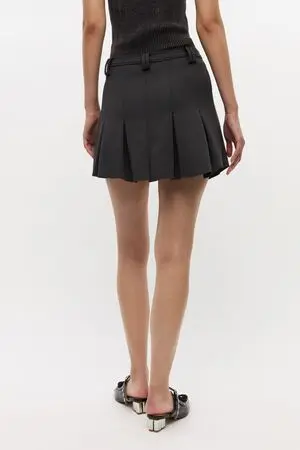 GANNI Pleated Mini Skirt With Pockets - Phantom Black