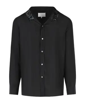 MAISON MARGIELA Tape-detail Long-sleeve Shirt - Black