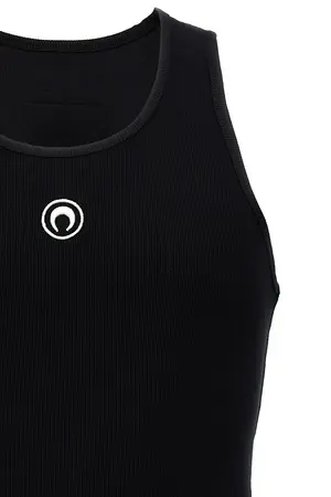 MARINE SERRE Logo Embroidered Ribbed Tank Top