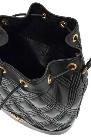 Valentino Garavani Vlogo Plaque Quilted Drawstring Shoulder Bag