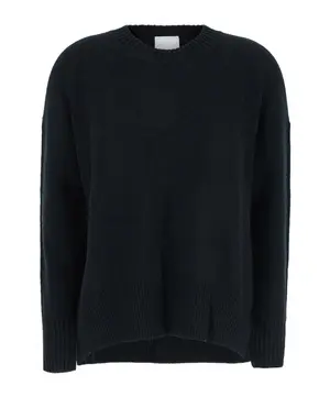 ALLUDE Crewneck Sweater With Dropped Shoulders - Black