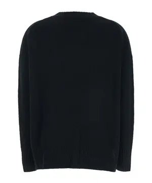 ALLUDE Crewneck Sweater With Dropped Shoulders - Black