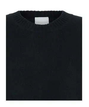 ALLUDE Crewneck Sweater With Dropped Shoulders - Black