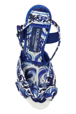 Dolce & Gabbana Majolica Printed Platform Sandals - Blue