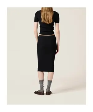 Miu Miu Logo Pattern Ribbed Knit Turtleneck