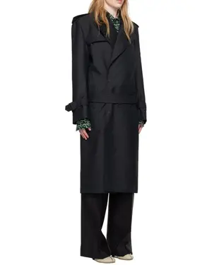 Burberry Double-breasted Belted Trench Coat - Black