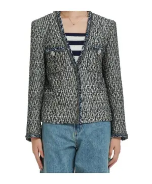 Marissa Chiara Textured V-neck Jacket With Chest Pockets