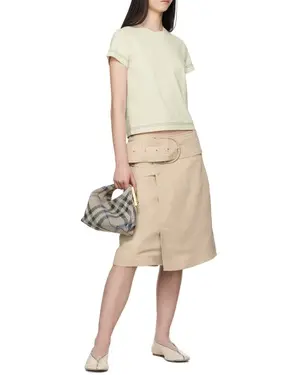 Burberry Mini Peg Checked Top Handle Bag - Moss