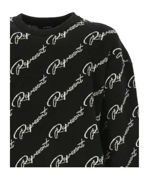 REPRESENT Intarsia-knit Logo Jumper - Black