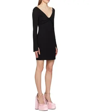 Blumarine Knotted Long Sleeve Mini Dress
