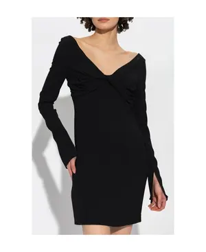 Blumarine Knotted Long Sleeve Mini Dress